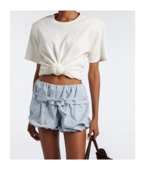 Magda Butrym Belted Striped Cotton And Silk Shorts