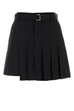 Sacai Belted Pleated Shorts - Black