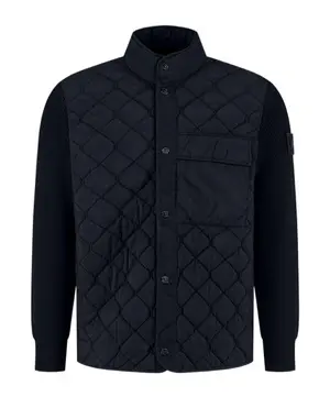Stone Island Logo Patch Quilted Jacket - Blue