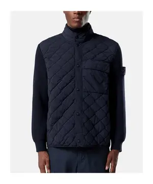 Stone Island Quilted Jacket With Logo Patch