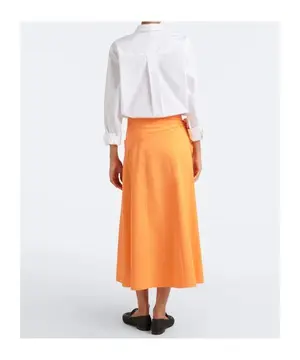 Vince Cotton Poplin Midi Skirt - Orange