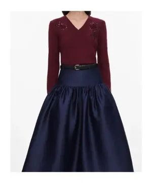 SELF-PORTRAIT Burgundy Flower Wool Jumper