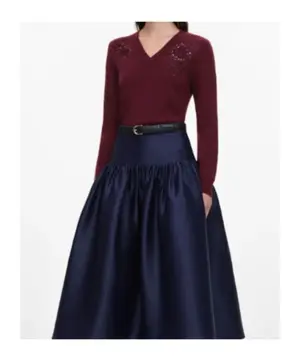 SELF-PORTRAIT Burgundy Flower Wool Jumper