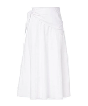 Vince Cotton Poplin Midi Skirt - White