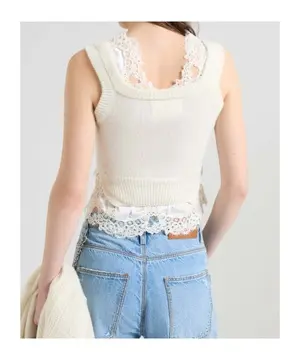 Ermanno Scervino Layer-effect Cashmere Top With Lace Details