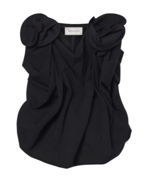 Magda Butrym Floral-appliqué Wool-blend Top - Black