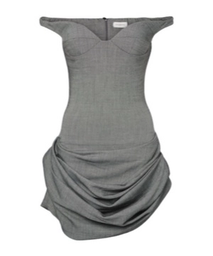 Magda Butrym Off-shoulder Herringbone Wool-blend Minidress - Grey