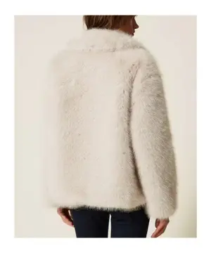TWINSET Cropped Faux Fur Coat