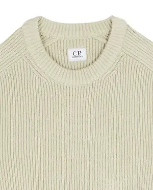 C.P. COMPANY Ribbed Crew Neck Sweater With Lens Detail