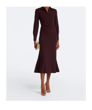 Roland Mouret Draped Crêpe Midi Shirt Dress