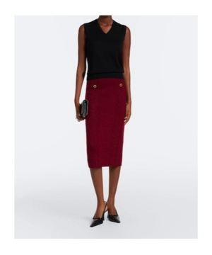 Alessandra Rich Knitted Pointelle Virgin Wool Midi Skirt