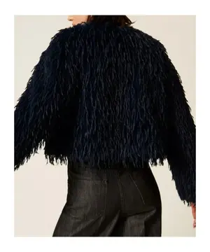 TWINSET Cropped Faux Fur Jacket