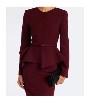 Roland Mouret Belted Peplum Wool And Silk Jacket