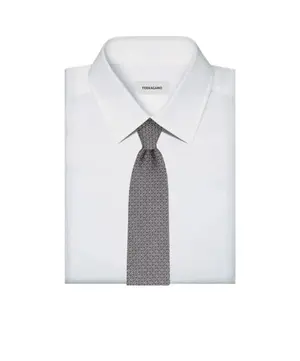 FERRAGAMO Gancini Square Print Silk Neck Tie