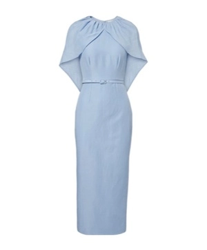 Roland Mouret Belted Caped Midi Dress - Blue