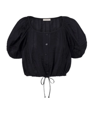 Ulla Johnson Clara Embroidered Cotton Crop Top - Black