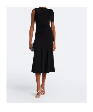 Roland Mouret Asymmetrical Bow Detail Belted Midi Dress