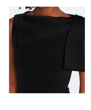 Roland Mouret Asymmetrical Bow Detail Belted Midi Dress