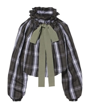 PATOU Bow-detail Checked Top - Black
