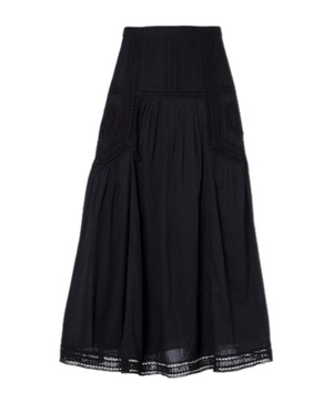 Ulla Johnson Alice Embroidered Tiered Cotton Midi Skirt - Black