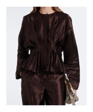 JOSEPH Erin Pleated Linen And Silk Blouse - Brown