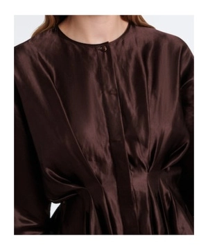 JOSEPH Erin Pleated Linen And Silk Blouse - Brown