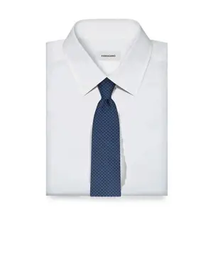FERRAGAMO Micro Gancini Print Silk Jacquard Neck Tie