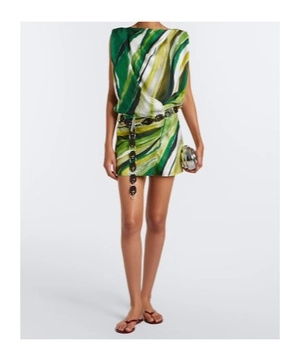Christopher Esber Belted Printed Silk Minidress