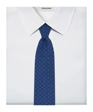 FERRAGAMO Gancini Silk Jacquard Neck Tie