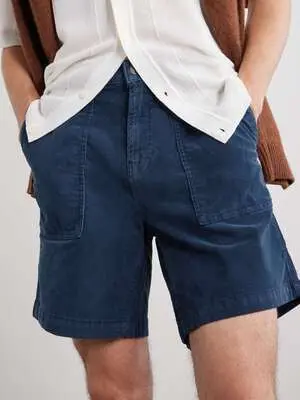 CORRIDOR Wide-leg Corduroy Shorts - Navy