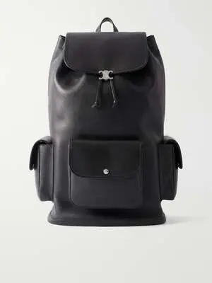 Celine Triomphe-embellished Leather Backpack - Black