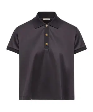 Moncler Grosgrain Logo Cotton Polo Shirt - Dark Blue