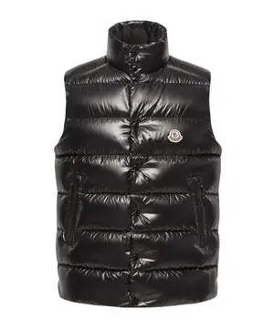 Moncler Tibb Logo Patch Zip-up Padded Gilet - Black