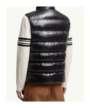 Moncler Tibb Logo Patch Zip-up Padded Gilet - Black