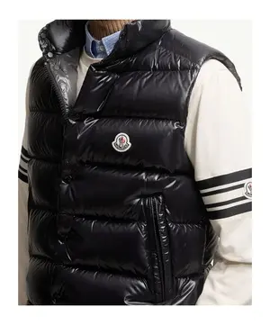 Moncler Tibb Logo Patch Zip-up Padded Gilet - Black