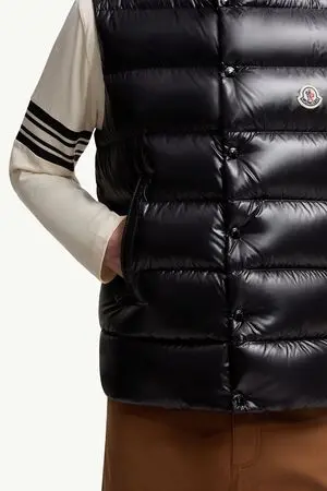 Moncler Tibb Logo Patch Zip-up Padded Gilet - Black