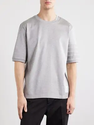 Thom Browne Logo-appliquéd Striped Cotton-jersey T-shirt
