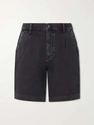 CORRIDOR Spring Wide-leg Stretch-cotton Denim Shorts - Black
