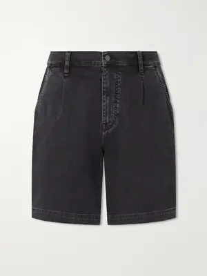CORRIDOR Spring Wide-leg Stretch-cotton Denim Shorts - Black
