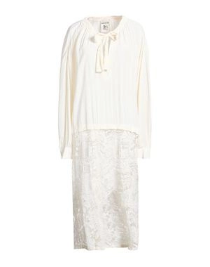 SEMICOUTURE Midi Dress Ivory Size Acetate, Silk - White
