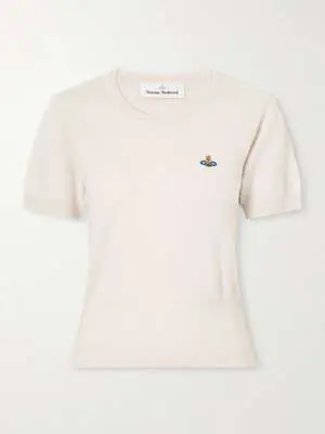 VIVIENNE WESTWOOD Bea Logo-embroidered Wool T-shirt - Gray