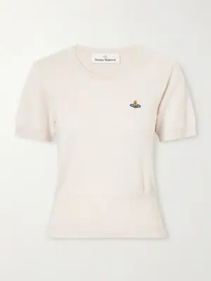 VIVIENNE WESTWOOD Bea Logo-embroidered Wool T-shirt - Gray