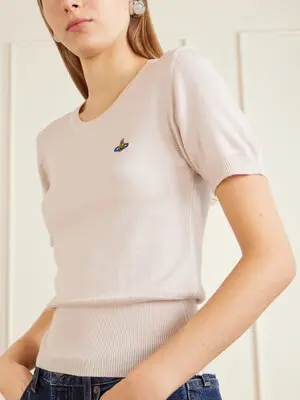 VIVIENNE WESTWOOD Bea Logo-embroidered Wool T-shirt - Gray