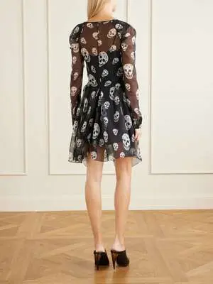 Alexander McQueen Printed Silk-georgette Mini Dress