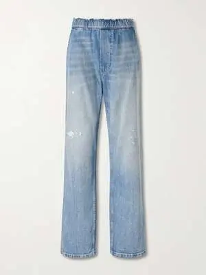 MAISON MARGIELA Distressed Wide-leg Jeans - Light Denim