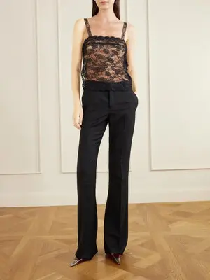 Saint Laurent Lace-trimmed Floral Tank