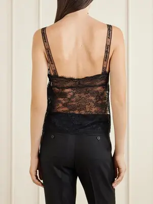 Saint Laurent Lace-trimmed Floral Tank