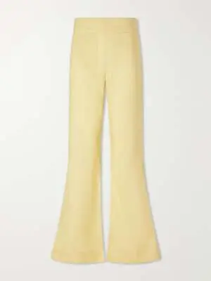 Alix Of Bohemia Farah Sunlight Wool And Linen-blend Flared Pants - Pastel Yellow