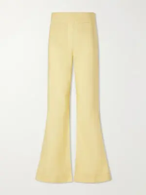 Alix Of Bohemia Farah Sunlight Wool And Linen-blend Flared Pants