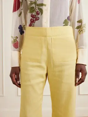Alix Of Bohemia Farah Sunlight Wool And Linen-blend Flared Pants